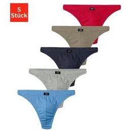 H.I.S. String H.I.S "Herren Unterhose", Damen, Gr. 7 (XL), 5 Stk., bunt (rot, blau, marine, khaki, grau, meliert), Jersey, Obermaterial: 95% Baumwolle, 5% Elasthan, unifarben, k&ouml;rpernah, Unterhosen String, in Baumwollstretch-Qualit&auml;t