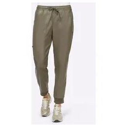 Jogger Pants Heine, Damen, Gr. 19, Kurzgr&ouml;&szlig;en, gr&uuml;n (khaki), 100% Polyester, Einsatz:94% Polyester, 6% Elasthan, unifarben, 7/8-L&auml;nge, Hosen