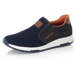 Slip-On Sneaker Rieker, Herren, Gr. 43, blau, Lederimitat, Textil, Schuhe, Casual Slipper, Freizeitschuh, Schlupfschuh mit Kontrastnaht, Topseller