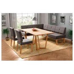 Eckbankgruppe OTTO HOME "Ponza Eckbank K&uuml;chenbank", braun (braun, eiche ge&ouml;lt), langer Schenkel rechts, Sitzm&ouml;bel-Sets, Eckbankgruppe, Sitzgruppe Esszimmer St&uuml;hle Tisch und Bank bequem gepolstert