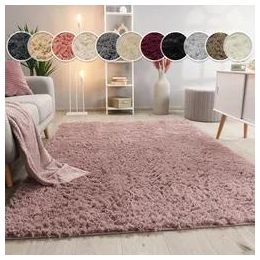 Hochflor-Teppich Paco Home "Silky 591", rosa, B:160cm H:37mm L:220cm, Polyester, Teppiche, Uni-Farben, besonders weich und kuschelig