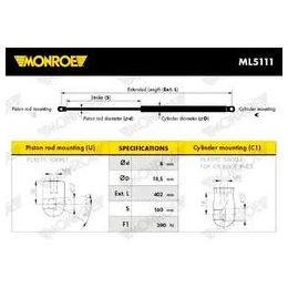 Monroe Gasfeder, Koffer-/Laderaum ml5111 f&uuml;r AUDI