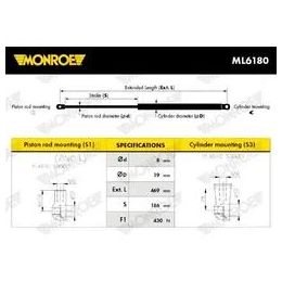 Monroe Gasfeder, Koffer-/Laderaum ml6180 f&uuml;r PEUGEOT
