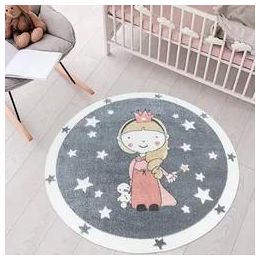 Kinderteppich Carpet City "ANIME893", grau, H:11mm &Oslash;:160cm, Polypropylen (PP), Teppiche, Kinderteppich, Kinderzimmer Teppich Modern mit lustigen Cartoon-Figuren, Multi