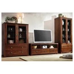Wohnwand OTTO HOME "Gotland", braun (dunkelbraun), Kastenm&ouml;bel-Sets, Wohnwand, bestehend aus 1 Highboard, 1 TV-Lowboard und 1 Vitrine