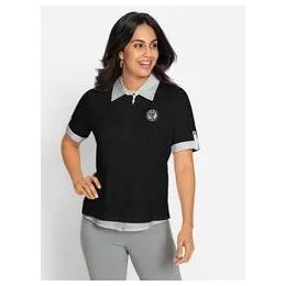 Poloshirt Inspirationen "Poloshirt", Damen, Gr. 48, schwarz, 100% Baumwolle, unifarben, ohne Ausschnitt, Shirts