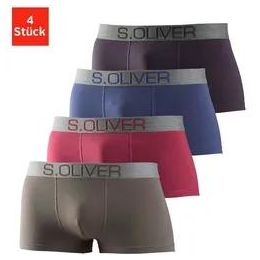 Hipster s.Oliver, Damen, Gr. L, 4 Stk., bunt (khaki, bordeaux, dunkelblau, anthrazit), Jersey, Obermaterial: 92% Baumwolle, 8% Elasthan (LYCRA), unifarben, k&ouml;rpernah, Unterhosen, knapp sitzende Boxershorts f&uuml;r Herren aus Baumwoll-Mix