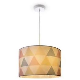 Paco Home Pendelleuchte "Hugo Delta", wei&szlig;, &Oslash; 45,5cm H: 27cm, Leuchten, Wohnzimmer Lampenschirm Modern Pendelleuchte Stoff E27 Dreieck Bunt, Pendelleuchte