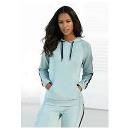 Kapuzensweatshirt BENCH. LOUNGEWEAR, Damen, Gr. 56/58, gr&uuml;n (mint, schwarz), Jersey, Obermaterial: 60% Baumwolle, 40% Polyester, unifarben mit Farbeins&auml;tzen, bequem h&uuml;ftbedeckend, Rippb&uuml;ndchen, Sweatshirts, mit Seitenstreifen und K&auml;ngurutasche, Loungewear