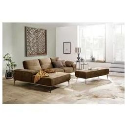Ecksofa W.Schillig "run, Designsofa mit tollem Sitzkomfort, L-Form", braun (chocolate s37), B:299cm H:88cm T:178cm, Longlife Xtra-Leder Z73: Naturwalkleder der Luxusklasse aus den erlesensten Rohh&auml;uten. Hautst&auml;rke 1, 1 &ndash; 1, 3 mm;ROHLEDER Jacquard-Flachgewebe Q2 W60 (63% Polyester, 37% Polyacryl);ROHLEDER Chenille-Flachgewebe Q2 W77 (68% Polyacryl, 32% Polyester);Stoff S37 (100% Polyester), Sofas, 