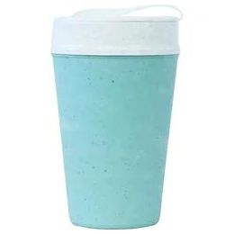 Coffee-to-go-Becher Koziol "ISO TO GO", blau (frostie blau), B:9,3cm H:15cm &Oslash;:9,4cm, Holz, Kunststoff, Trinkgef&auml;&szlig;e, 100% biobasiertes Material,doppelwandig,melaminfrei,recycelbar,400ml