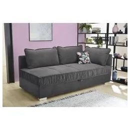 Jockenh&ouml;fer Relaxliege JOCKENH&Ouml;FER GRUPPE "Dana, B: 207 cm, Liegefl. 91x202 cm", grau, B:207cm T:98cm, Samt (100% Baumwolle), Sofas, mit Bettfunktion, Bettkasten & Zierkissen