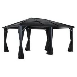 Pavillon Sojag "Gazebo Meridien", grau (anthrazit, anthrazit), B/H/T: 485cm x 270cm x 365cm, Pavillons, BxT: 365x485 cm, mit Moskitonetzen, Topseller