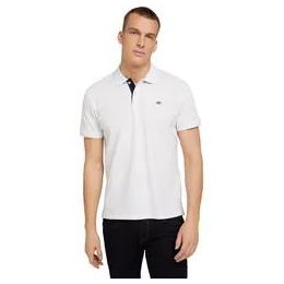 Poloshirt Tom Tailor, Herren, Gr. M, wei&szlig;, Single Jersey, Obermaterial: 100% Baumwolle, regular fit, Shirts, mit Knopfleiste und Logo