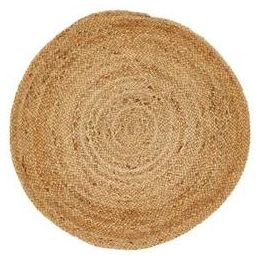 Teppich LUXOR living "Mamda 2, Juteteppich" Gr. 9, beige (natur), H:6mm &Oslash;:80cm, Jute, Teppiche, Teppich, Flachgewebe, handgeflochten, Flecht Design, Naturfaser, Boho-Style