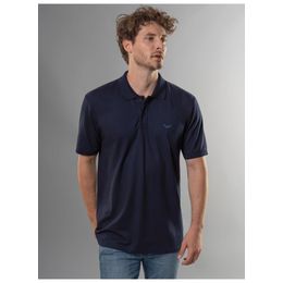 Poloshirt TRIGEMA "TRIGEMA Poloshirt DELUXE Piqu&eacute;", Herren, Gr. L, blau (navy), Piqu&eacute;, 100% Baumwolle, Basic, lang, ohne Ausschnitt, Shirts