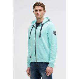 Kapuzensweatjacke CAMP DAVID, Herren, Gr. 4XL, new aqua, Material: 50% Baumwolle, 50% Polyester, bedruckt, relaxed fit normal, hoch geschlossener Ausschnitt, eingesetzt Rippb&uuml;ndchen, Sweatjacken, mit Baumwolle