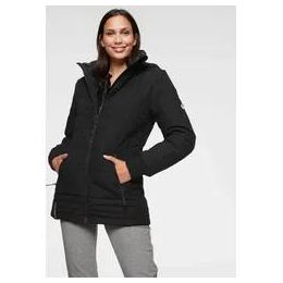 Steppjacke ALPENBLITZ "Flockenwirbel", Damen, Gr. 44, schwarz, Web, Obermaterial: 100% Polyester. Futter: 100% Polyester. Wattierung: 100% Polyester, kontrastfarbene Details, unifarben, figurumspielend h&uuml;ftbedeckend, Rundhals, eingesetzt Rippb&uuml;ndchen, Jacken Steppjacke, f&uuml;r den &Uuml;bergang, aus leichtem Material, unifarbenes Design