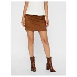 V&eacute;ro Moda Lederimitatrock VERO MODA "VMDONNADINA FAUXSUEDE SHORT SKIRT", Damen, Gr. XL (42), braun (cognac), Web, Obermaterial: 90% Polyester, 10% Elasthan, unifarben, kurz, R&ouml;cke