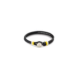 Lederarmband Tommy Hilfiger "NAUTICAL", schwarz, edelstahlfarben, wei&szlig;, gelb, gelbgoldfarben, Armb&auml;nder, Herren, 19cm, Edelstahl Leder Nylon, Edelstahl, Leder, Nylon, Lederarmband