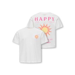 T-Shirt KIDS Only "KOGVERA S/S TOP CS ZA JRS", M&auml;dchen, Gr. 110/116, cloud dancer print:sol, pink glo, Jersey, Obermaterial: 100% Baumwolle, bedruckt, unifarben, Basic normal, Rundhals, Shirts T-Shirt
