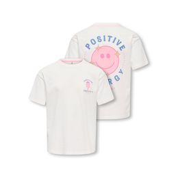 T-Shirt KIDS Only "KOGROSITA LIFE S/S LOOSE PRINT TOP JRS", M&auml;dchen, Gr. 122/128, cloud dancer print:positive, Jersey, Obermaterial: 100% Baumwolle, bedruckt, unifarben, Basic normal, Rundhals, Shirts T-Shirt, mit gute Laune-Motiven