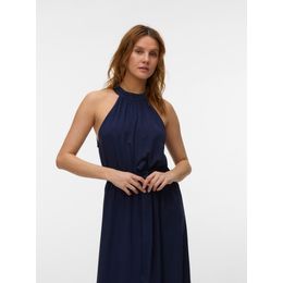 V&eacute;ro Moda Maxikleid VERO MODA "VMEASY JOY S/L LONG HALTERNECK DRESS WVN", Damen, Gr. L, N-Gr, navy blazer, Web, Obermaterial: 100% Viskose, unifarben, kn&ouml;chellang, Neckholder, Kleider Maxikleid, Viskose