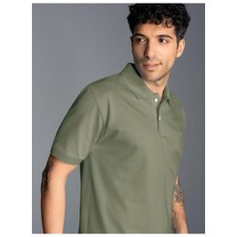 Poloshirt TRIGEMA "TRIGEMA Poloshirt DELUXE Piqu&eacute;", Herren, Gr. L, salbei, Piqu&eacute;, 100% Baumwolle, Basic, lang, ohne Ausschnitt, Shirts