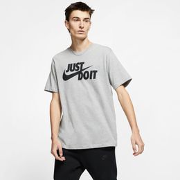 T-Shirt Nike Sportswear "M NSW TEE JUST DO IT SWOOSH", Herren, Gr. L, dk grau heat, Jersey, Obermaterial: 100% Baumwolle, normal, Rundhals, Shirts T-Shirt