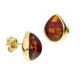 Paar Ohrstecker OSTSEE-SCHMUCK "- Enela - Silber 925/000, vergoldet - Bernstein" Gr. 11, gold (goldfarben, gelb), Ohrringe, Damen, Silber 925 (Sterlingsilber)