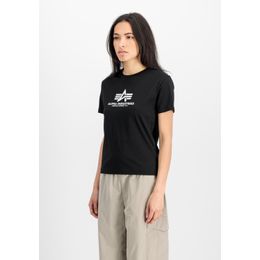 T-Shirt Alpha Industries "Basic T-Shirt BL Puff Print W", Damen, Gr. M, schwarz, Obermaterial: 100% Baumwolle, Shirts T-Shirt