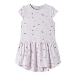 Jerseykleid name it "NMFVIGGA CAPSL DRESS F1 NOOS", M&auml;dchen, Gr. 122, N-Gr, lavender fog aop:colorful hearts, Jersey, Obermaterial: 100% Baumwolle, bedruckt, regular fit kurz, Rundhals, Kleider Jerseykleid, Baumwolle, regular fit
