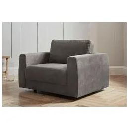 Sessel OTTO HOME "Hobro Loungesessel", grau (dunkelgrau), B:109cm H:60cm T:102cm, Luxus-Microfaser Lederoptik (100% Polyester);Struktur grob (100% Polyester);Samtoptik (100% Polyester), Sessel, Sessel, in 3 Bezugsqualit&auml;ten in vielen Farben, Design by Morten Georgsen