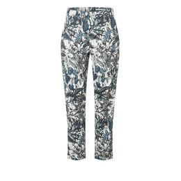 Chinohose MAC "CHINO turn up", Damen, Gr. 34, N-Gr, jungle print, Web, Obermaterial: 96% Baumwolle, 4% Elasthan, slim fit kn&ouml;chelfrei, Hosen Chinohose, mit dezentem Glanz, elegant und sportiv zugleich
