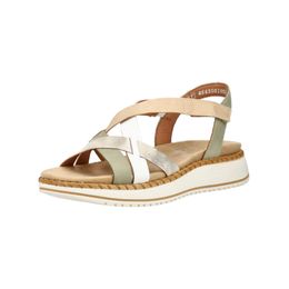 Riemchensandale Remonte "Remonte Sandalen Leder", Damen, Gr. 37, gr&uuml;n, beige, Leder, Schuhe Riemchensandale