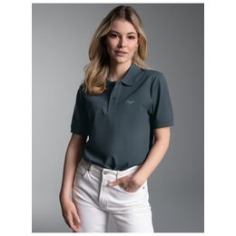 Poloshirt TRIGEMA "TRIGEMA Poloshirt DELUXE Piqu&eacute;", Damen, Gr. 3XL, grau (anthrazit), Piqu&eacute;, 100% Baumwolle, Basic, lang, ohne Ausschnitt, Shirts