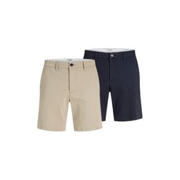 Jack & Jones Chinohose JACK & JONES "JPSTMARCO DYLAN CHINO SHORTS SRT MP 2PK", Herren, Gr. L, N-Gr, schwarz navy pack:string, Web, Obermaterial: 98% Baumwolle, 2% Elasthan, unifarben, regular fit, Hosen Chinohose