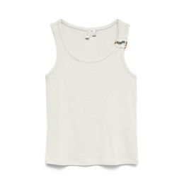 V&eacute;ro Moda Tanktop VERO MODA "VMKIKI S/L O-NECK TOP JRS BTQ", Damen, Gr. L, snow wei&szlig;, Jersey, Obermaterial: 95% Viskose, 5% Elasthan, unifarben, regular fit normal, Rundhals, Tops Tanktop, Viskosemischung, regular fit
