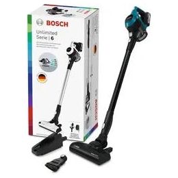 Bosch Akku-Stielstaubsauger "Unlimited 6 BKS6111P, Hygiene-Filter, 10 Jahre Motorgarantie, leicht", blau (laguna blau, schwarz), B:20cm H:122cm T:26,5cm, Akkusauger, Akku wechselbar, alle Bodenarten, hohe Saugkraft, lange Laufzeit, blau, Topseller