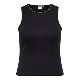Tanktop Only CARMAKOMA "CARALLY LIFE S/L TANK TOP JRS", Damen, Gr. XL, schwarz detail:stitch birch, Jersey, Obermaterial: 100% Baumwolle, unifarben mit Farbeinsatz, normal, Rundhals, Tops Tanktop