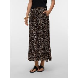 V&eacute;ro Moda Maxirock VERO MODA "VMEASY JOY MAXI SLIT SKIRT WVN GA", Damen, Gr. L, schwarz aop:dawn, Web, Obermaterial: 100% Viskose, bedruckt, wadenlang, R&ouml;cke Maxirock, Viskose, elastisches B&uuml;ndchen