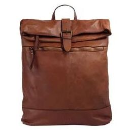 Tagesrucksack FORTY, Gr. B/H/T: 30cm x 30cm x 4cm, onesize, braun (cognac), Leder, Rindsleder, Rucks&auml;cke, echt Leder, Made in Italy