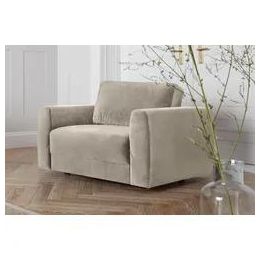 Sessel OTTO HOME "Hobro Loungesessel", beige, B:109cm H:60cm T:102cm, Luxus-Microfaser Lederoptik (100% Polyester);Struktur grob (100% Polyester);Samtoptik (100% Polyester), Sessel, Sessel, in 3 Bezugsqualit&auml;ten in vielen Farben, Design by Morten Georgsen