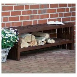 Kaminholzregal Dobar "Svensson", braun, B:138cm H:45cm T:31cm, Holzwerkstoff, Kaminholzlager, Kaminholzregal, Gartenbank mit Stauraum
