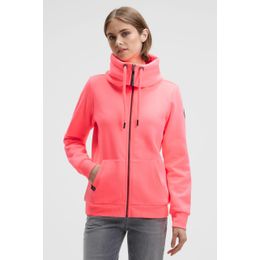Sweatjacke SOCCX, Damen, Gr. L, rosa (pink), Material: 65% Polyester, 35% Baumwolle, unifarben, regular fit normal, hoch geschlossener Ausschnitt, eingesetzt Rippb&uuml;ndchen, Sweatjacken Sweatjacke, mit weicher Innenseite