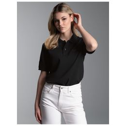 Poloshirt TRIGEMA "TRIGEMA Poloshirt DELUXE Piqu&eacute;", Damen, Gr. L, schwarz, Piqu&eacute;, 100% Baumwolle, Basic, lang, ohne Ausschnitt, Shirts