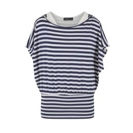 Kurzarmshirt CLOUD 5IVE "CLOUD 5IVE Damen", Damen, Gr. L, wei&szlig;, navy, 100% Viskose, gestreift, loose fit, Balconnet, Shirts