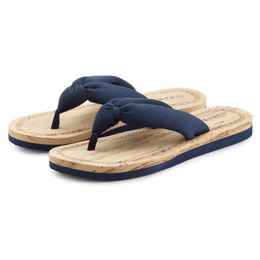 Badezehentrenner ELBSAND "Sandale,Badelatsche,Flip Flop,Mule, Pantolette,Badeschuhe,Sommerschuhe", Damen, Gr. 44, marine, Obermaterial: 100% Textilmaterial. Decksohle: 100% Synthetik. Futter: 100% Textilmaterial. Laufsohle: 100% Synthetik, kontrastfarbene Details, Schuhe, Zehentrenner mit wasserabweisender und ultraleichter Sohle VEGAN