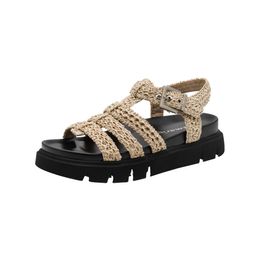 Riemchensandale Tamaris "Tamaris Sandalen Textil", Damen, Gr. 37, beige, Textil, Schuhe Riemchensandale