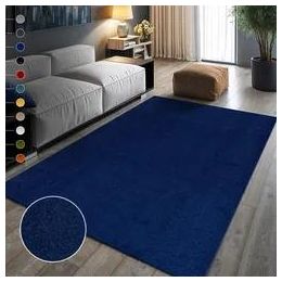 Teppich Sanat "UNI , auch als L&auml;ufer- und Rundgr&ouml;&szlig;en erh&auml;ltlich", blau (navy), B:200cm H:13mm L:290cm, Kunstfaser, Teppiche, Teppich, robuster Kurzflorteppich, gro&szlig;e Farbauswahl, Wohnzimmer, alle R&auml;ume